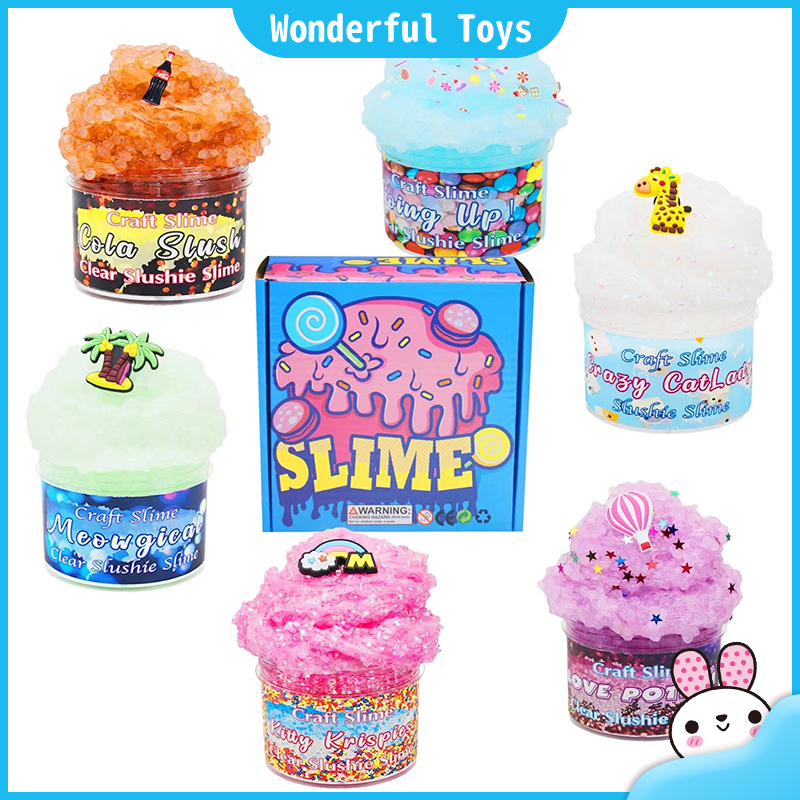 【Ready Stock】6 Colors 60ml/pcs Sparkling Slime Kit Slime Clay Cotton ...