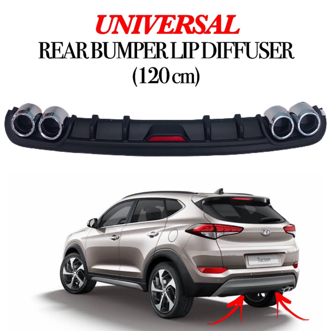 MCPA Universal 120cm Car Rear Bumper Diffusers Lip Spoiler Body Kits ...