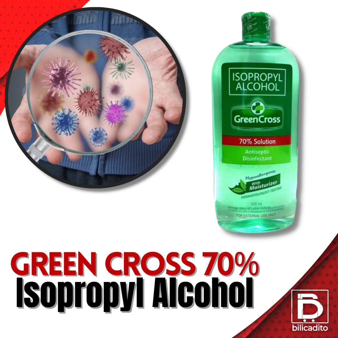 Green Cross Isopropyl Alcohol 70% with Moisturizer 500ml - Germ Protection, Skin Hydration ...