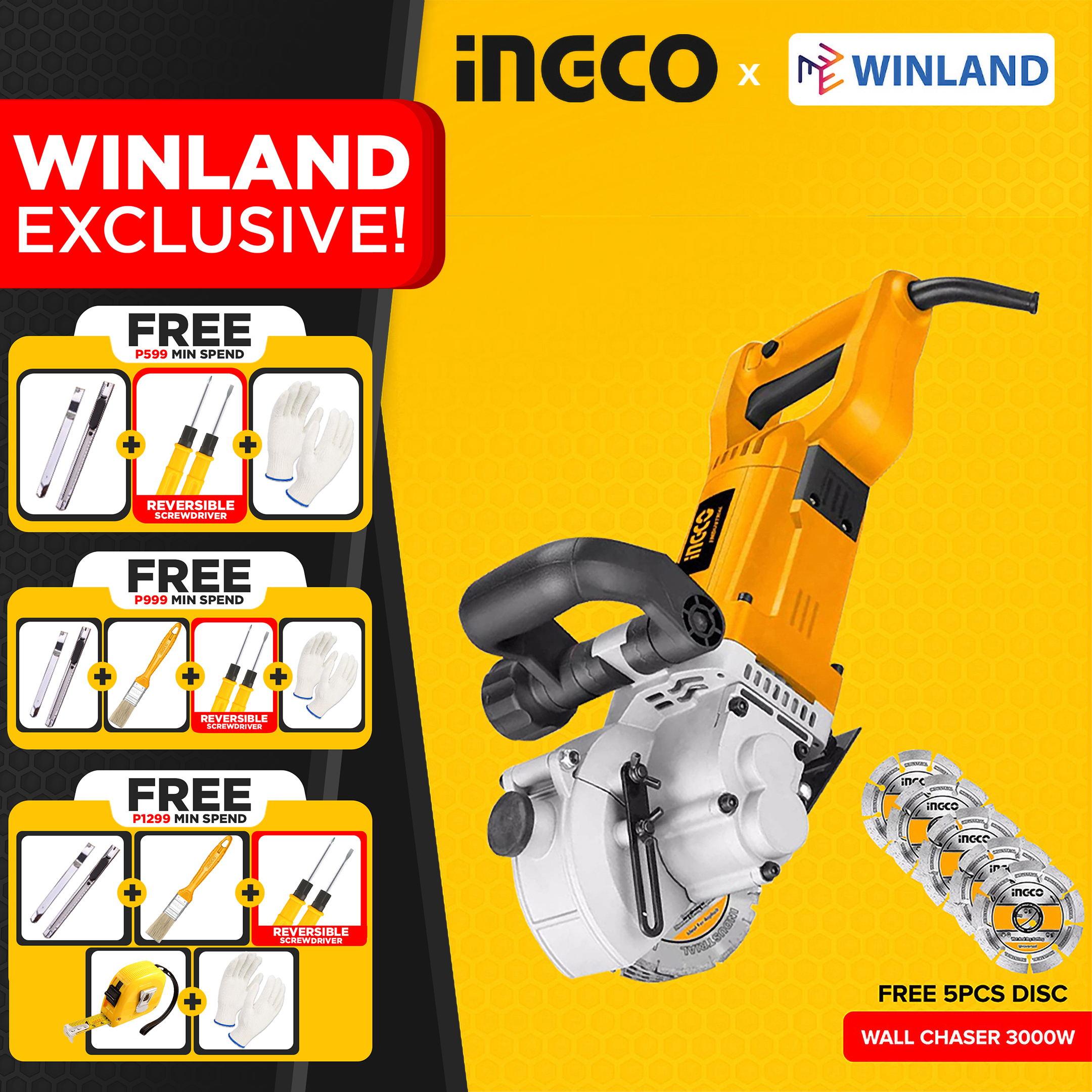 INGCO by Winland Wall Chaser Power Tool 3000W WLC30001 | Lazada PH