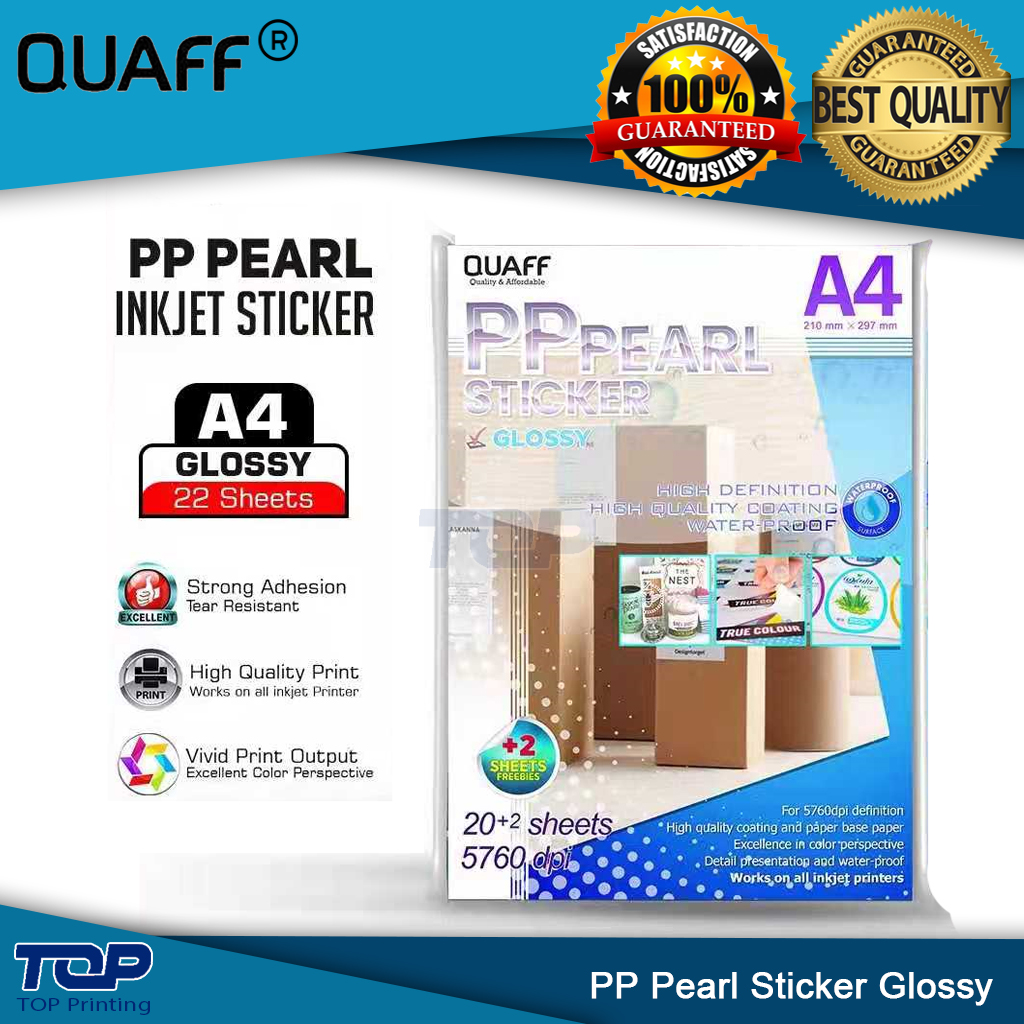Quaff PP Pearl Glossy Sticker Size A4 20Sheets High Quality Photo ...