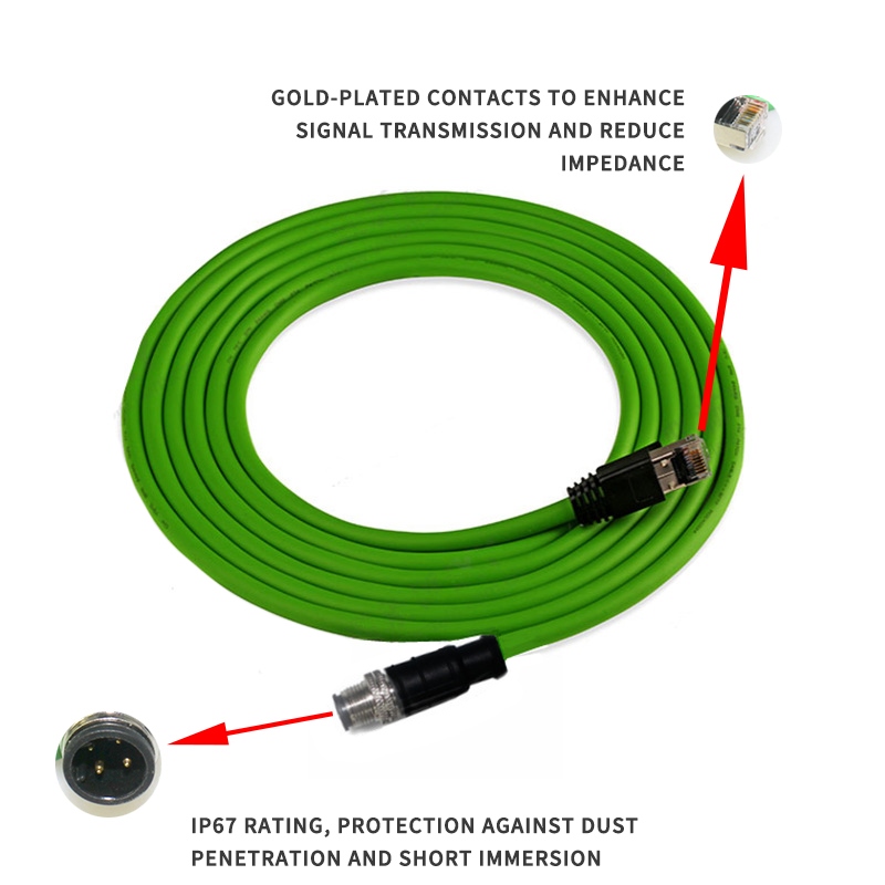 M12 to RJ45 Cable D type Encoding Line IP67 Aviation Plug 4 Pin Male ...