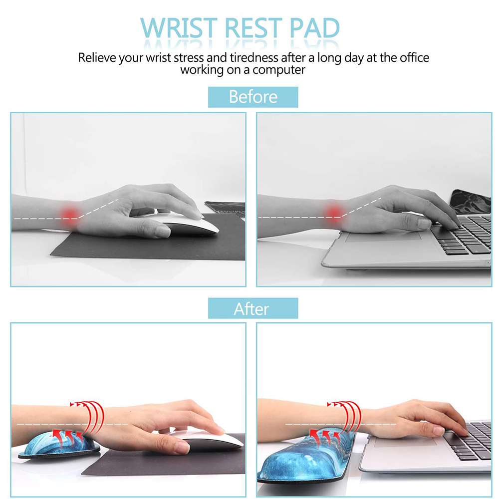 Smooth Hand Support Mice Pad Ergonomic Wrist Rest Memory Foam Keyboard ...