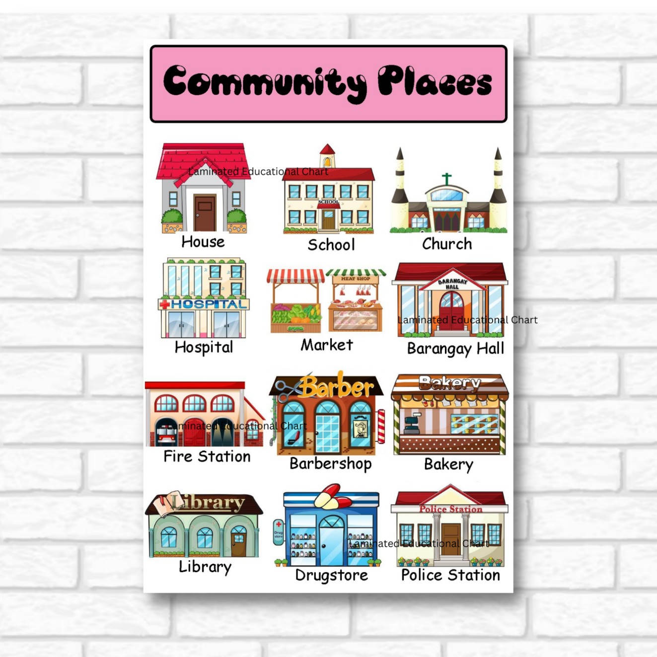 Laminated Community Places, Places in the Community Charts for Kids ...