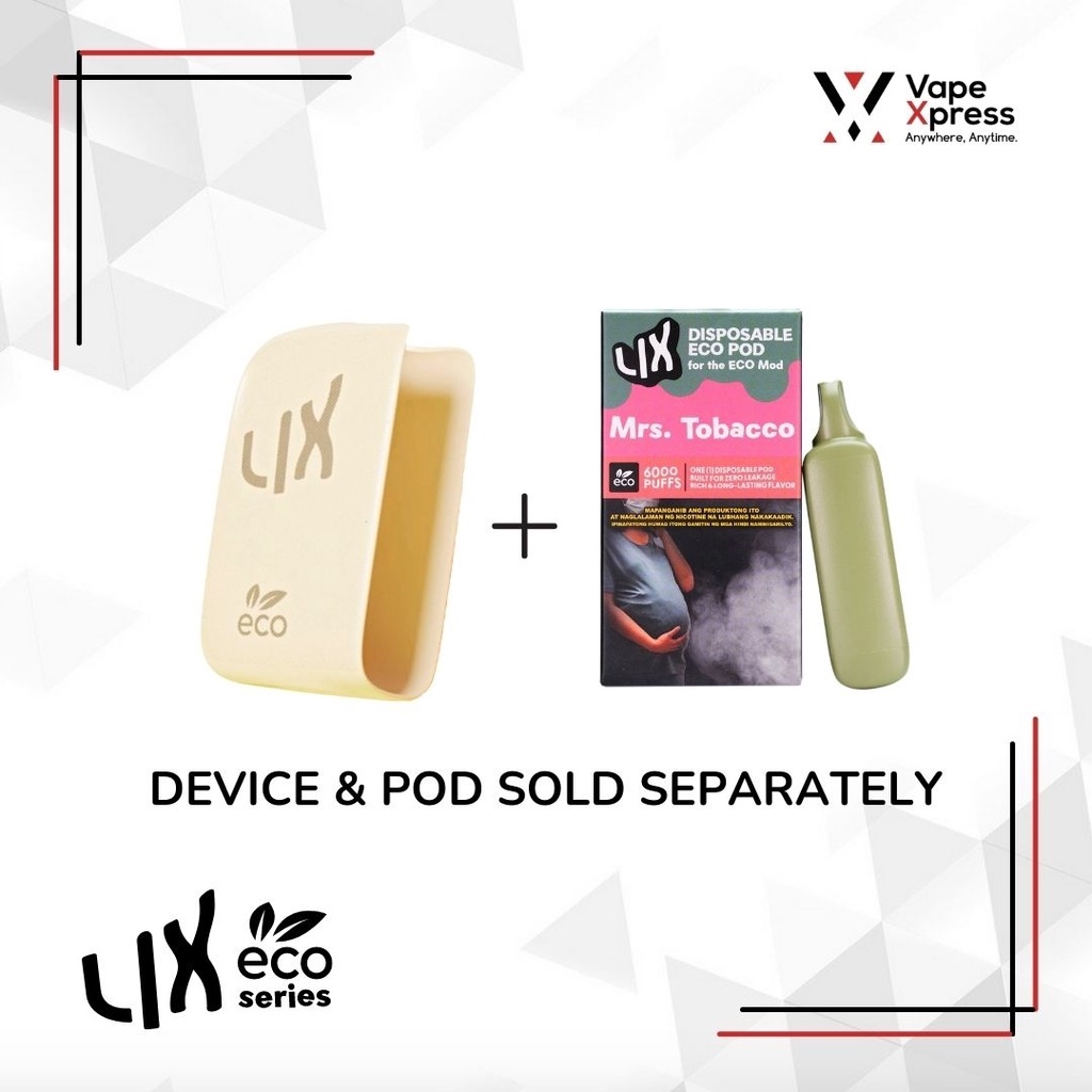 LIX ECO Mod Rechargeable Disposable Vape (DEVICE ONLY) Up to 2 Days Battery Life Fast Charging ...