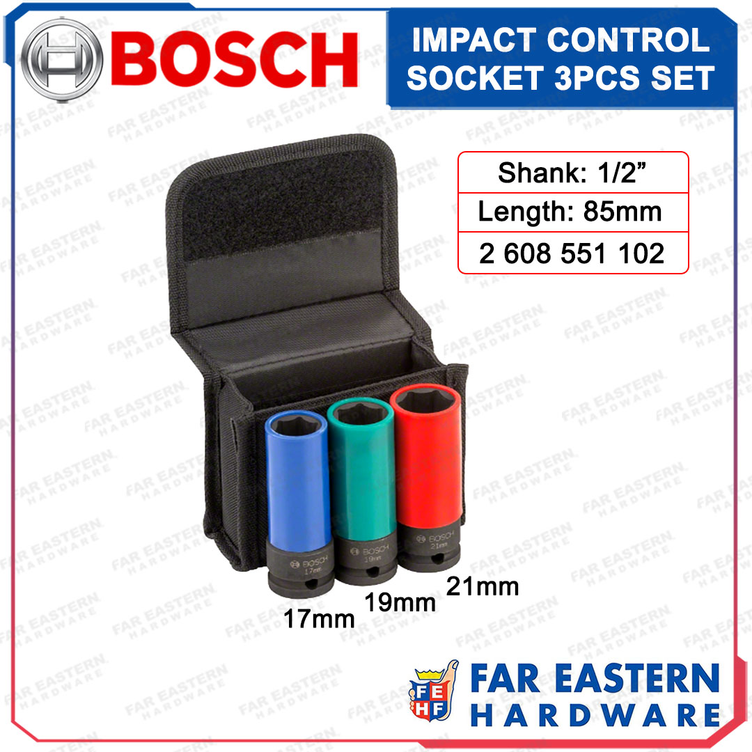 BOSCH Impact Control Socket 3pcs Set 1/2" Shank 2608551102 RBAC | Lazada PH