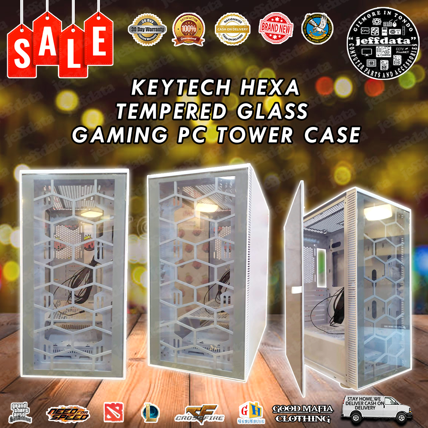 Case PC casing Keytech Hexa Tempered Glass Gaming PC tower case ...