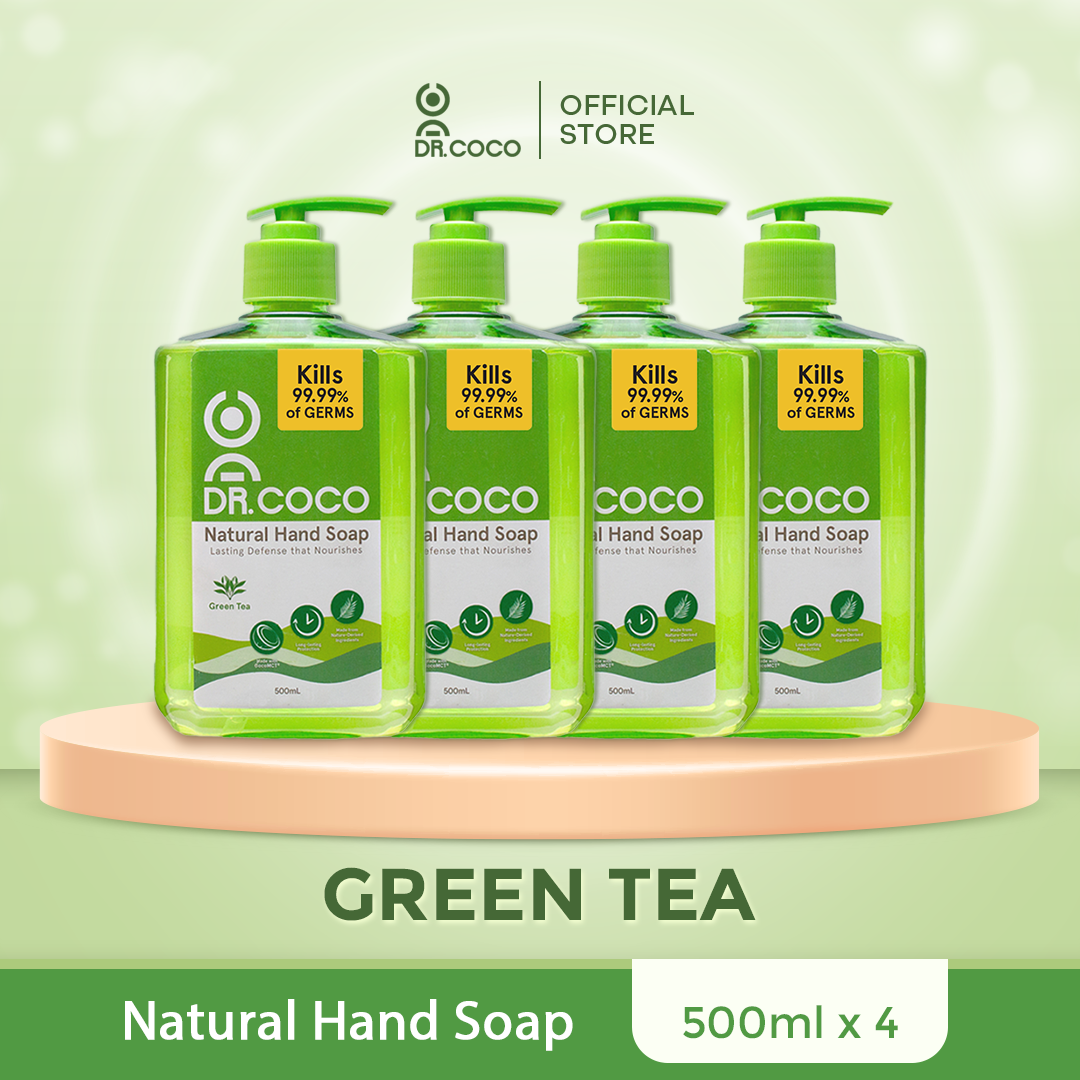 DR. COCO Natural Antibacterial Hand Wash Soap Green Tea | 500ml Bottle Set of 4 | Lazada PH