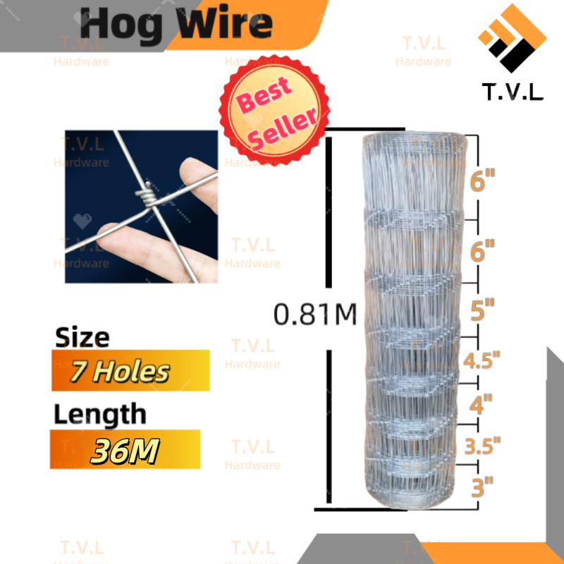 Hog wire fence Galvanized 7 to 10 Holes goat wire field fence hogwires ...