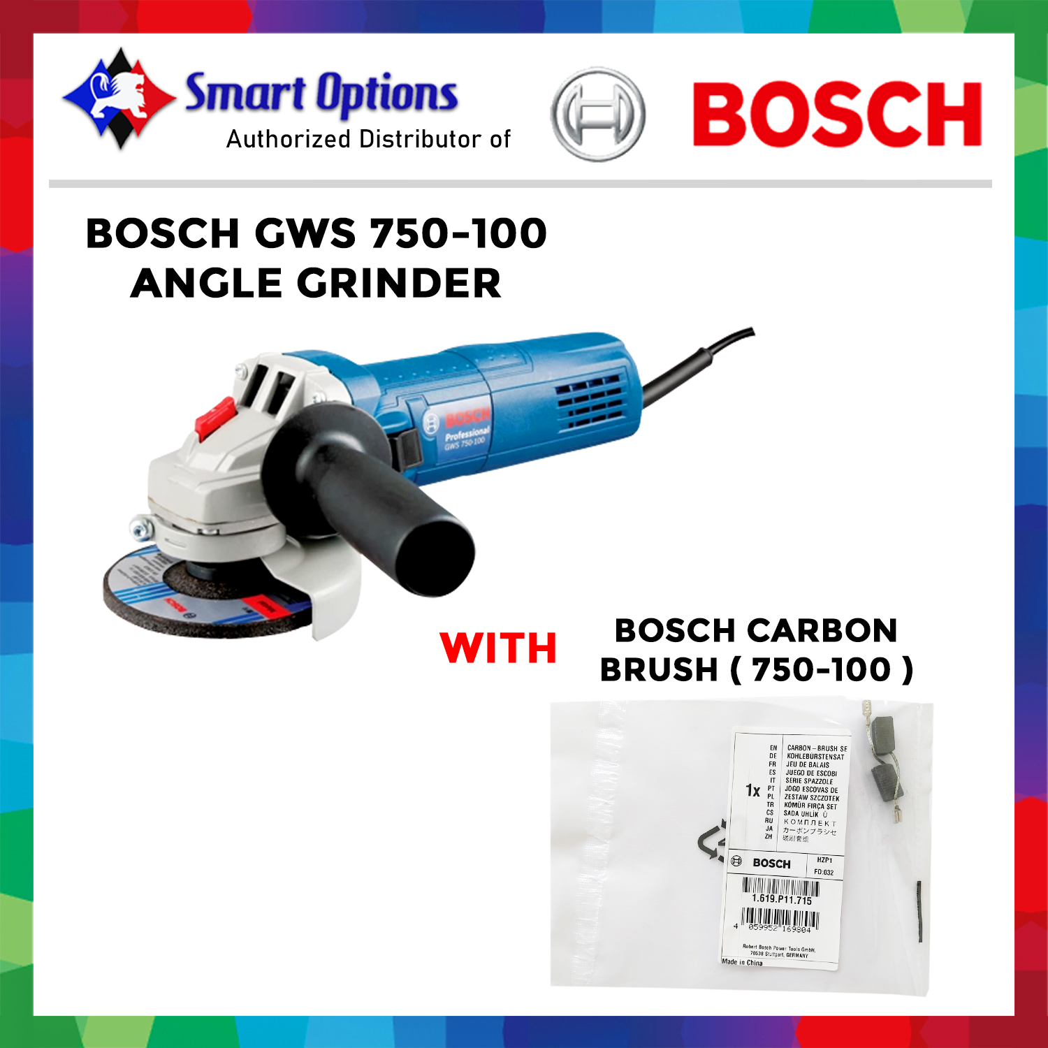 Bosch GWS 750-100 Angle Grinder with Bosch Carbon Brush ( 750-100 ...