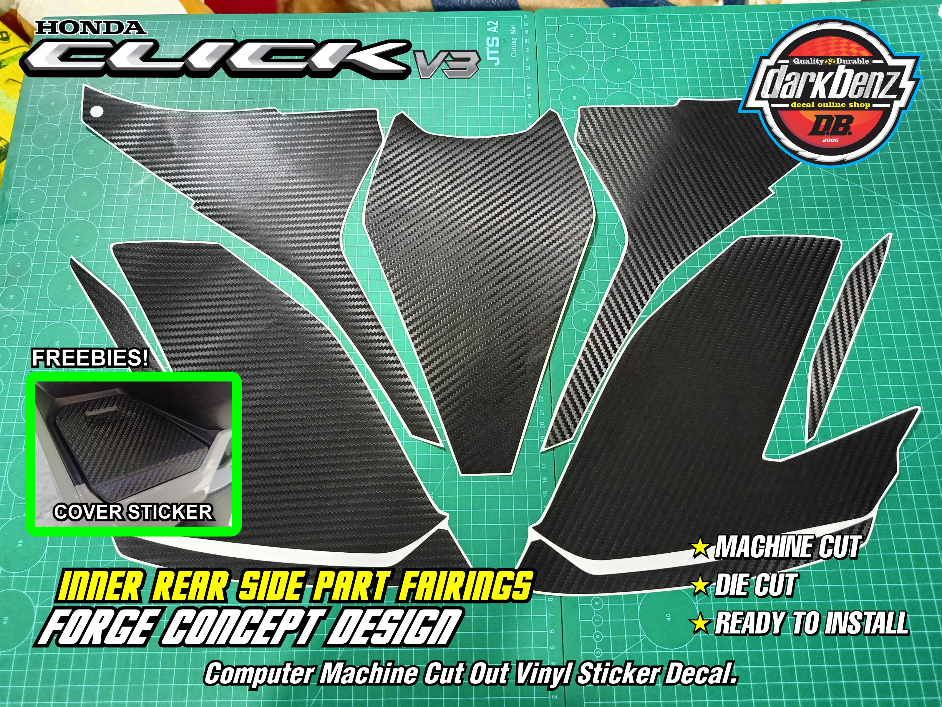 Honda Click Version 3 Carbon Fiber Sticker Decal for Black Inner ...