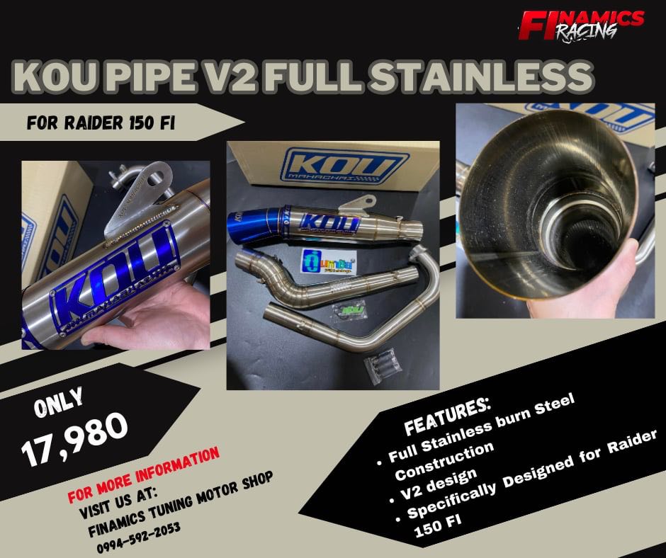 KOU RACING PIPE FULL STAINLESS V2 RAIDER 150 FI | Lazada PH