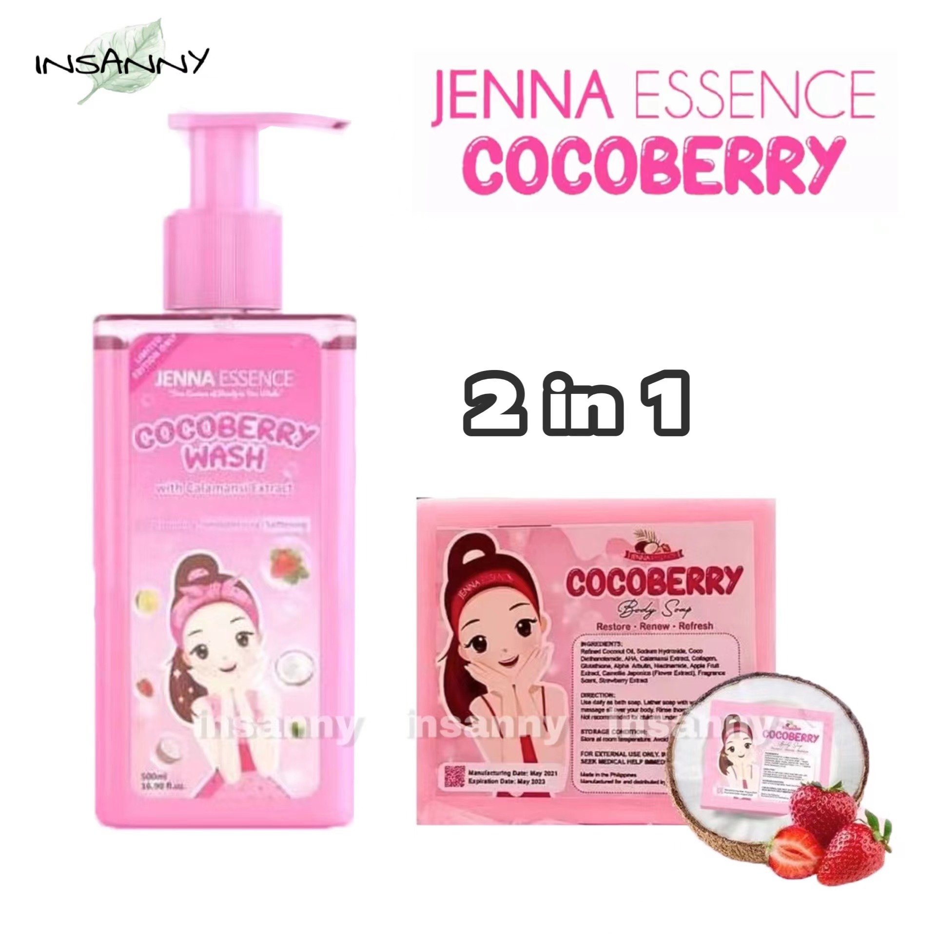 ( 2 in 1 ）Jenna Essence Cocoberry Body Soap + Body Wash with Calamansi ...
