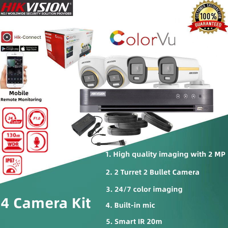 Hikvision CCTV 4/8 Channel CCTV Kit 2MP Full-color With Audio CCTV ...