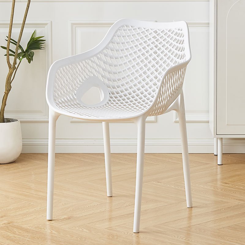 Nordic Dining Chair Mesh Chair with Armrests White&Black Stackable ...