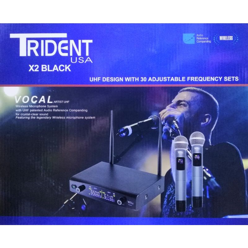 Trident X2-BLACK Dual Uhf wireless Microphone system design with 30 ...