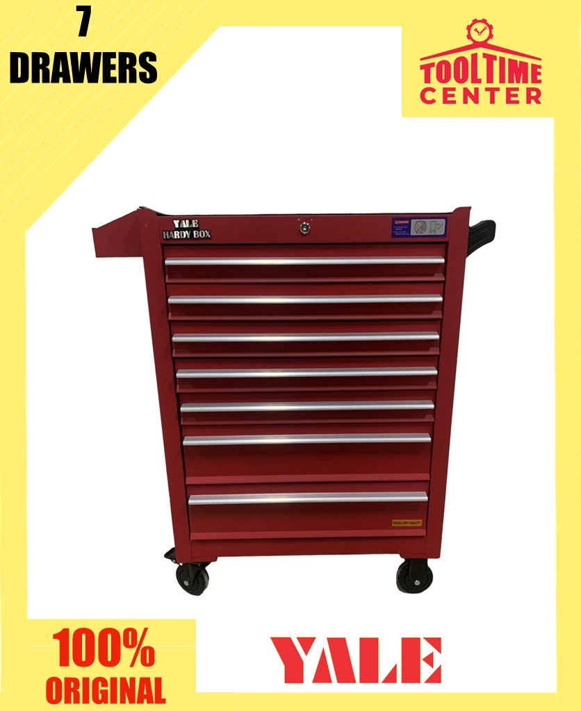 Yale Heavy Duty Metal 7 Drawer Tool Cabinet Storage Caddy with Wheels ...