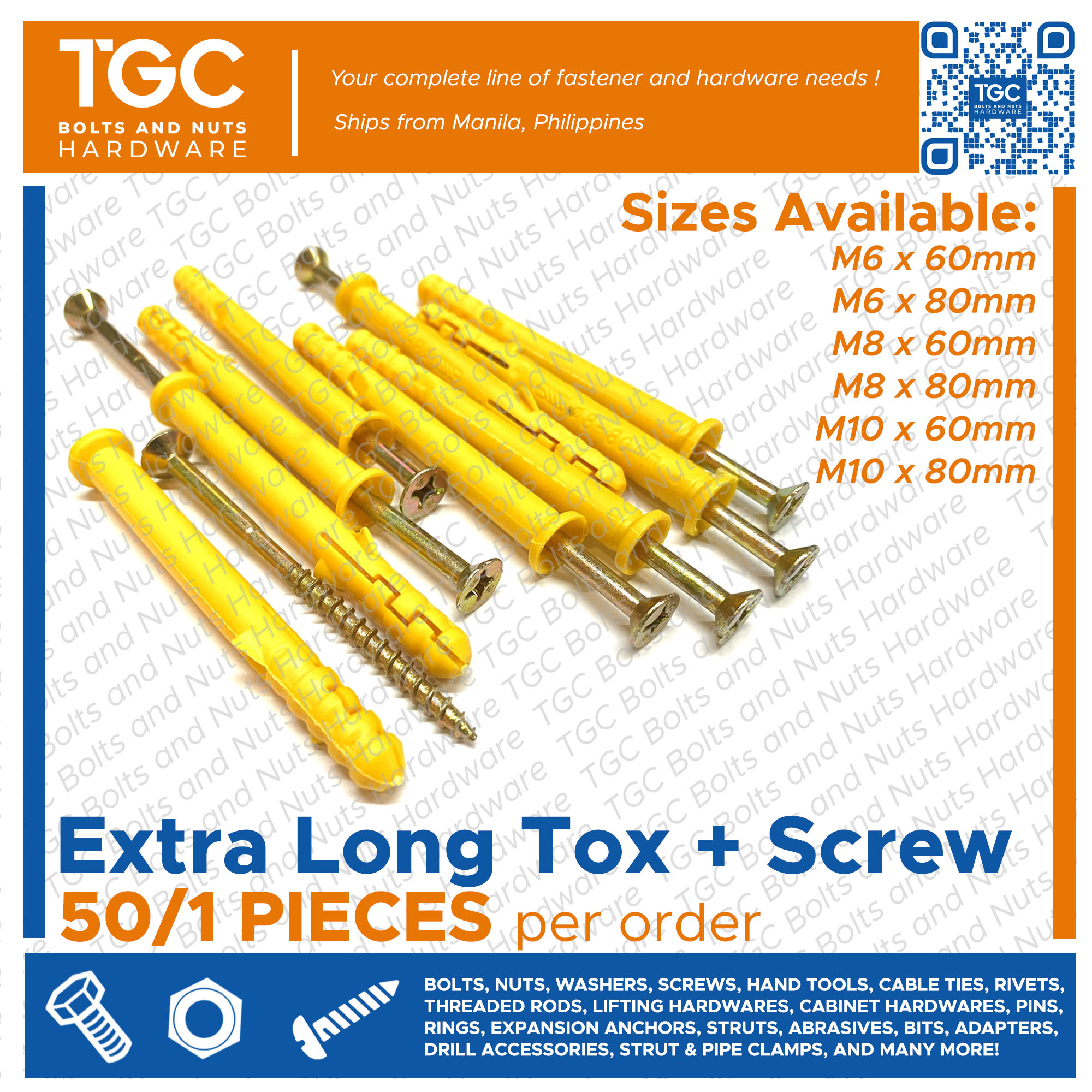 TGC 50/1SETS Tox with Metal Screw 6 8 10 - Tox with Screw Extra Long ...