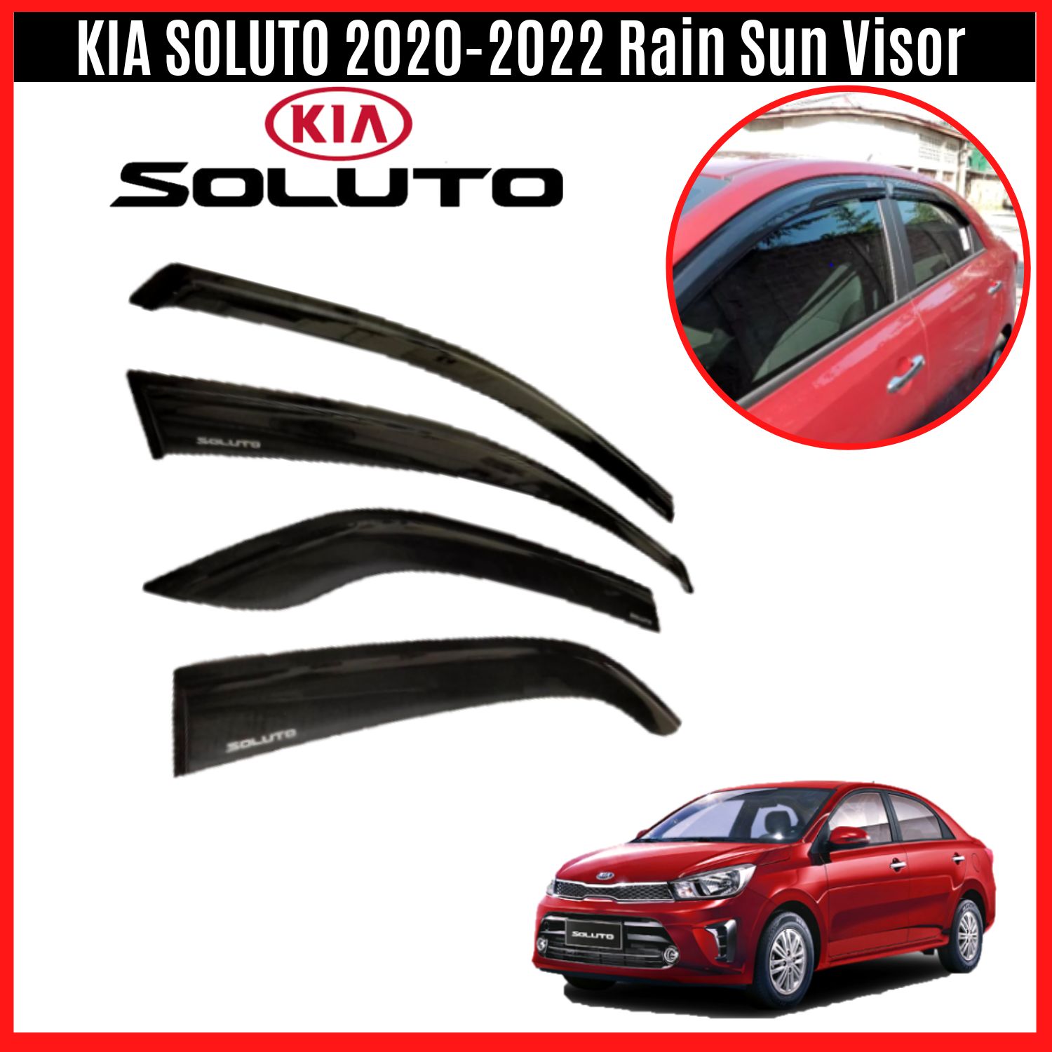 KIA SOLUTO 2020, 2021, 2022 Rain Sun Visor Guard Window Visor Gutter ...