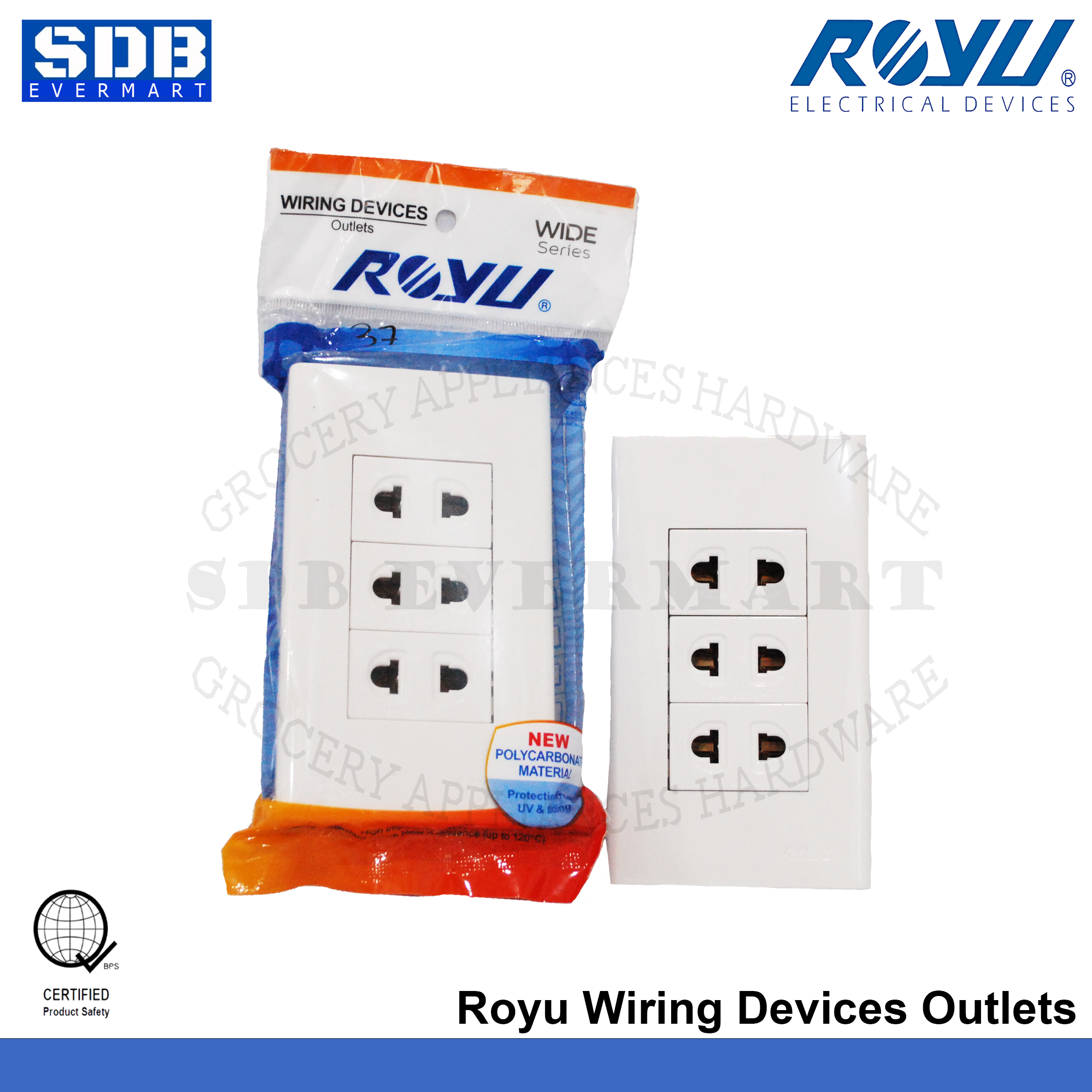 Royu-Convenience Outlet Wiring Devices-1 2 3 Gang Wide Series-[WD111 ...