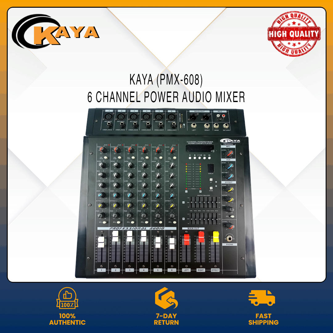 Powered Audio Mixer KAYA (PMX-608)- 6-Channel Powered Audio Mixer with ...