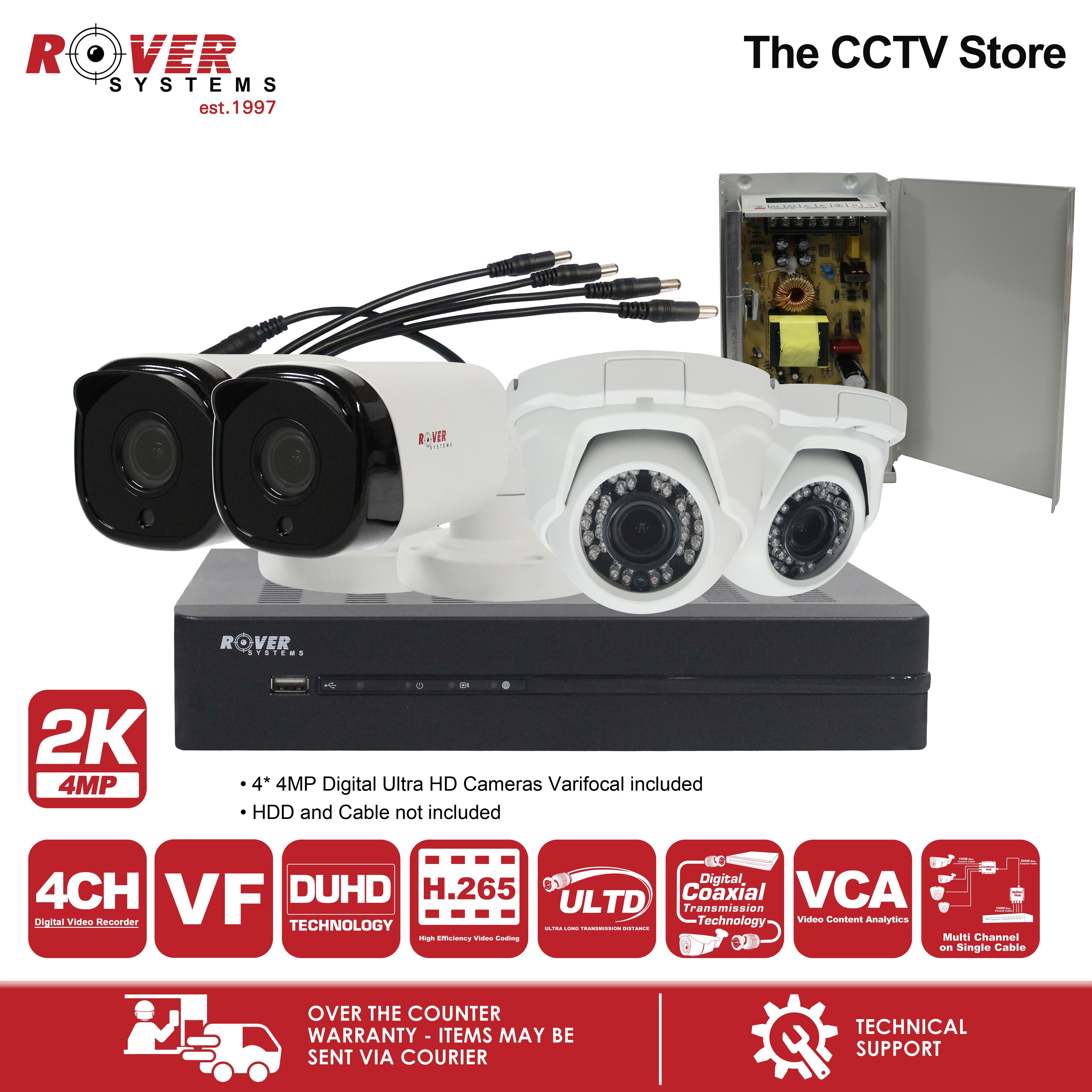 Rover 4CH Digital UltraHD DVR +4 units 2K 4MP Ultra HD CCTV Camera ...