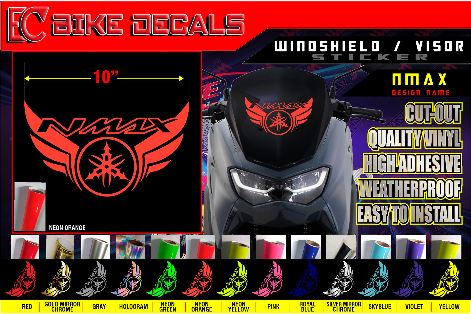 Yamaha Nmax Windshield Sticker Decal VISOR CUTOUT - NMAX DECALS | Lazada PH