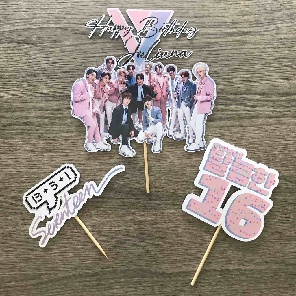 SEVENTEEN KPOP GROUP LAMINATED CAKE & CUPCAKE TOPPER SET WITH ...