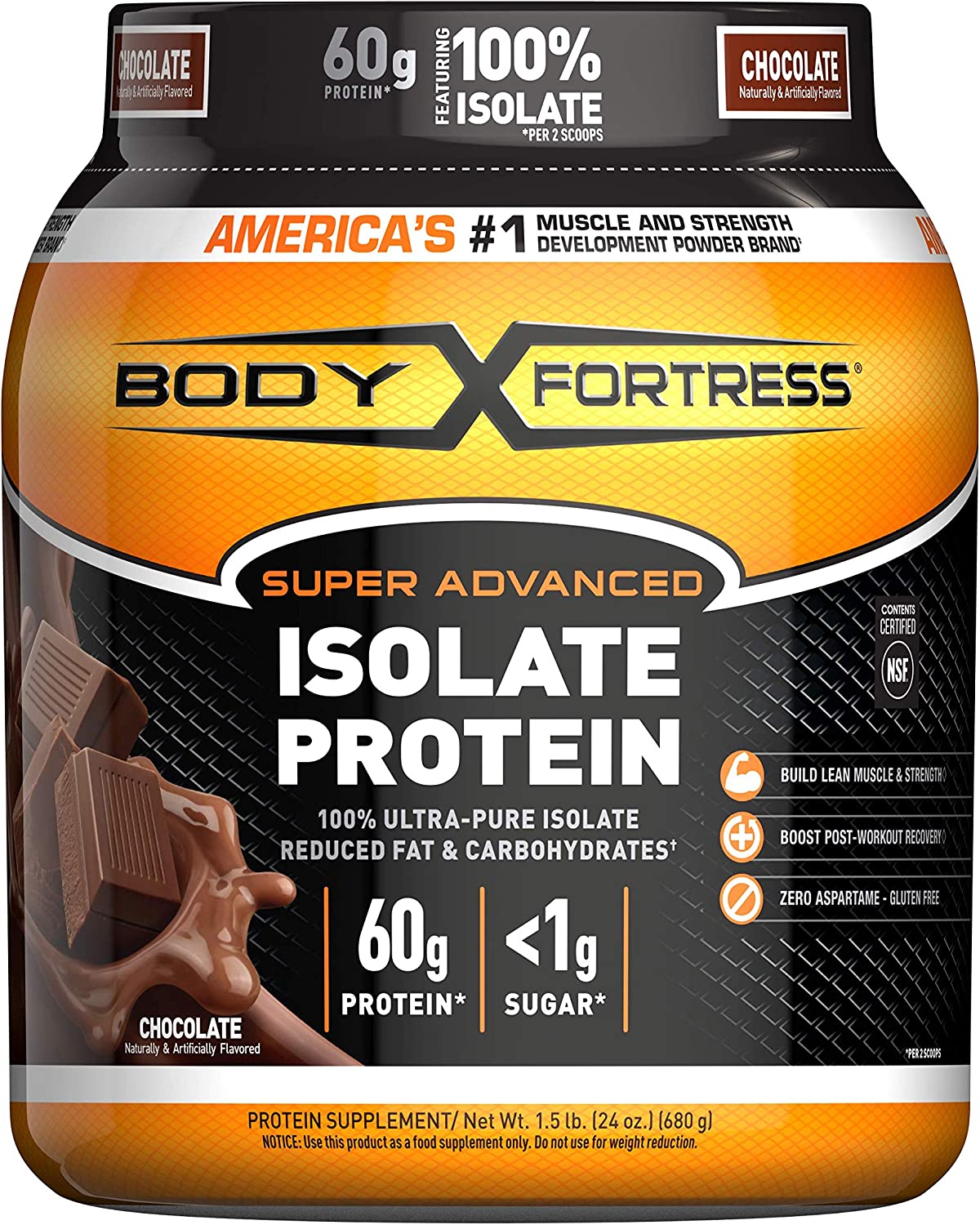 Body Fortress Super Advanced Isolate Protein, Chocolate Protein Powder ...