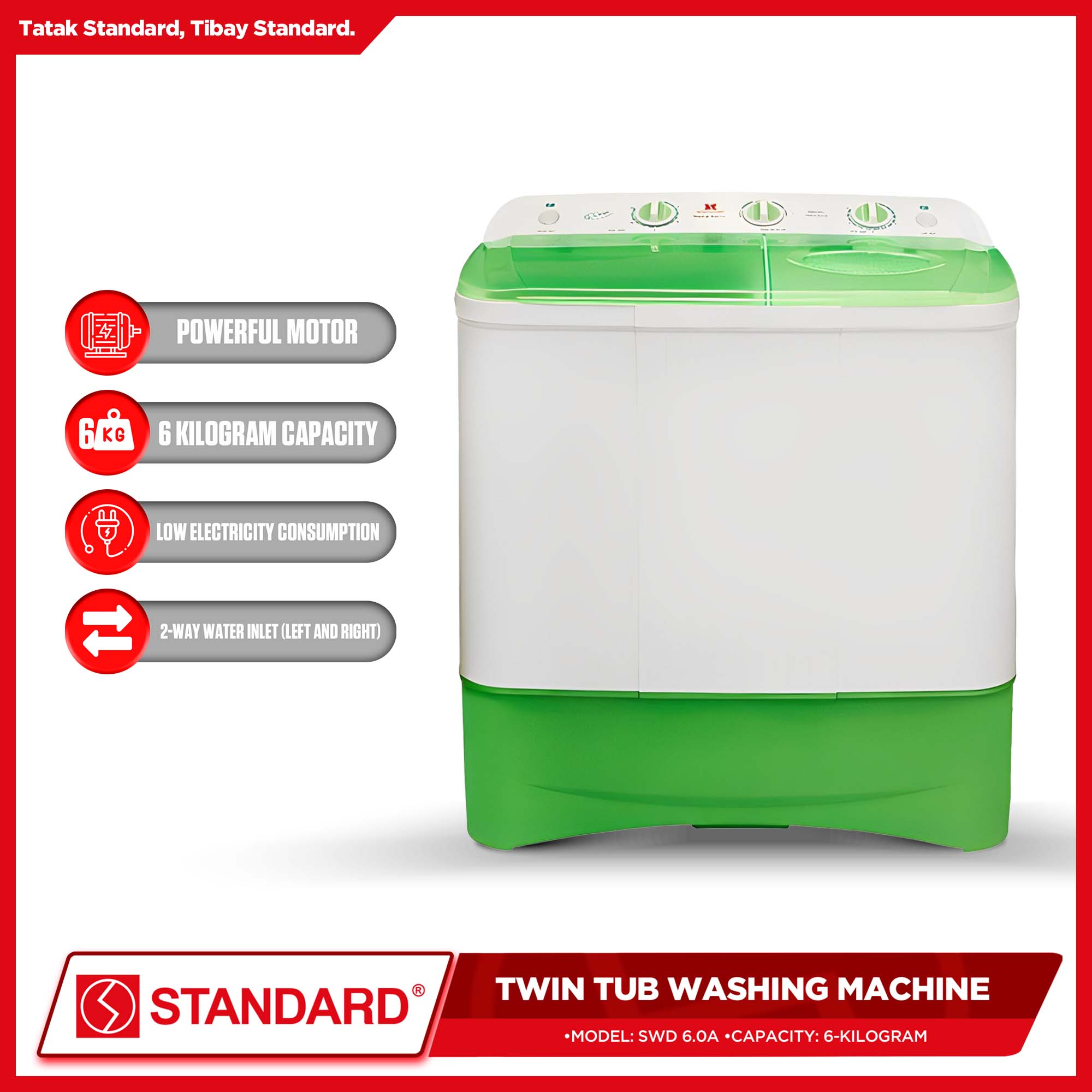 Standard Washing Machine Twin Tub SWD-6.0A | Lazada PH