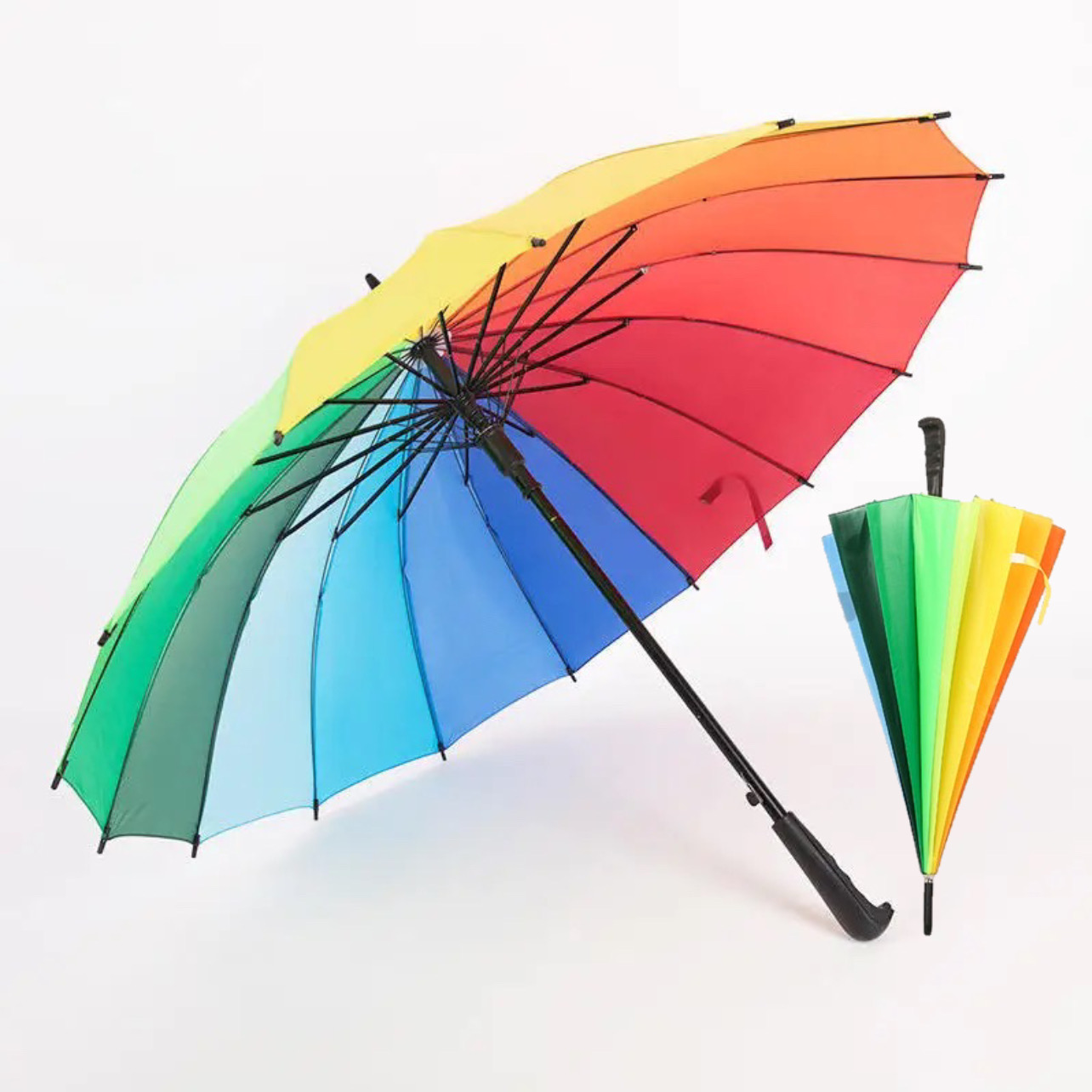 Umbella Rainbow Colored 27 Inches 16 Bones J-Type Wind Proof Large ...