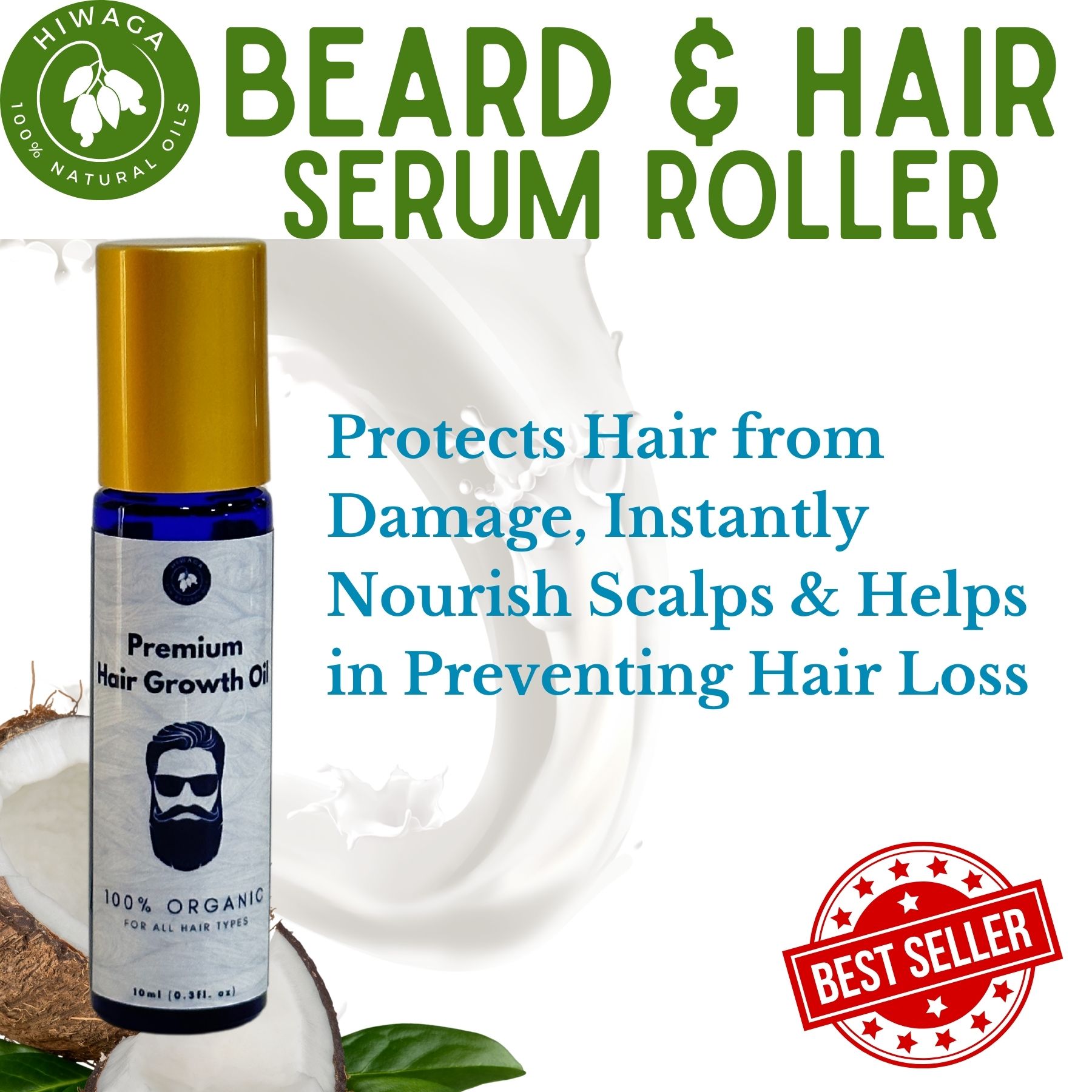 Authentic Hair & Beard Growth Serum Roller (10ml) for Men Helps in ...