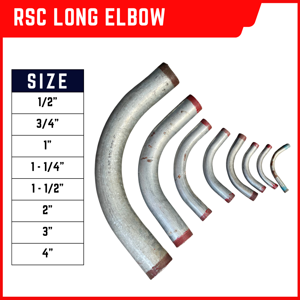 RSC Long Elbow Rigid Steel Conduit Fittings (Available Size: 1/2", 3/4 ...