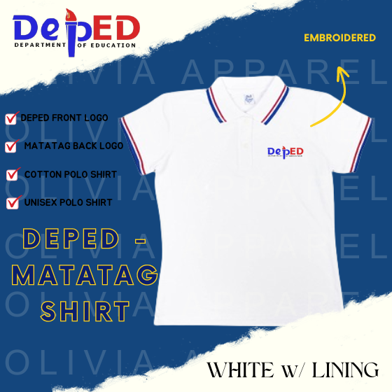 Deped Matatag Plain Polo Shirt Unisex Cotton Front and Back Embroidery ...