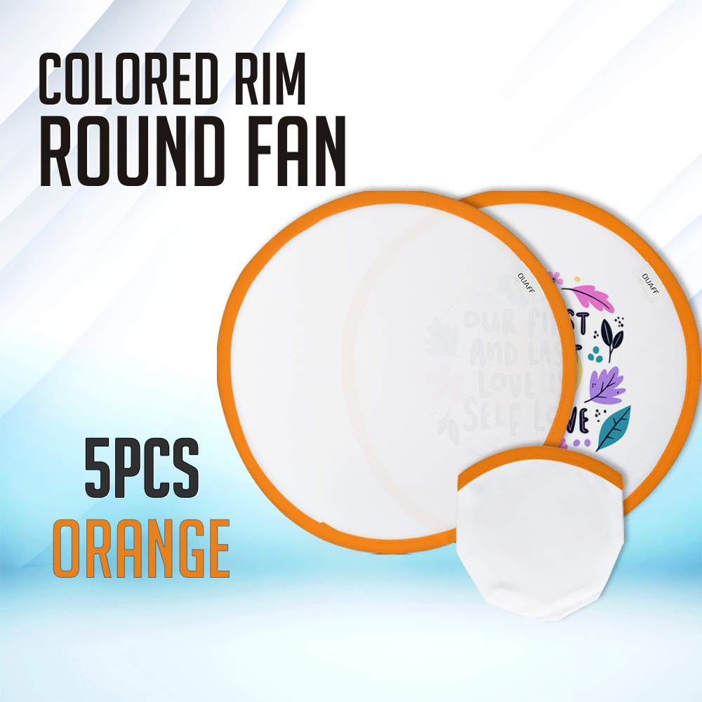 Quali-Products - Blank Printable Foldable Round Fan Rim Color Hand Fan ...
