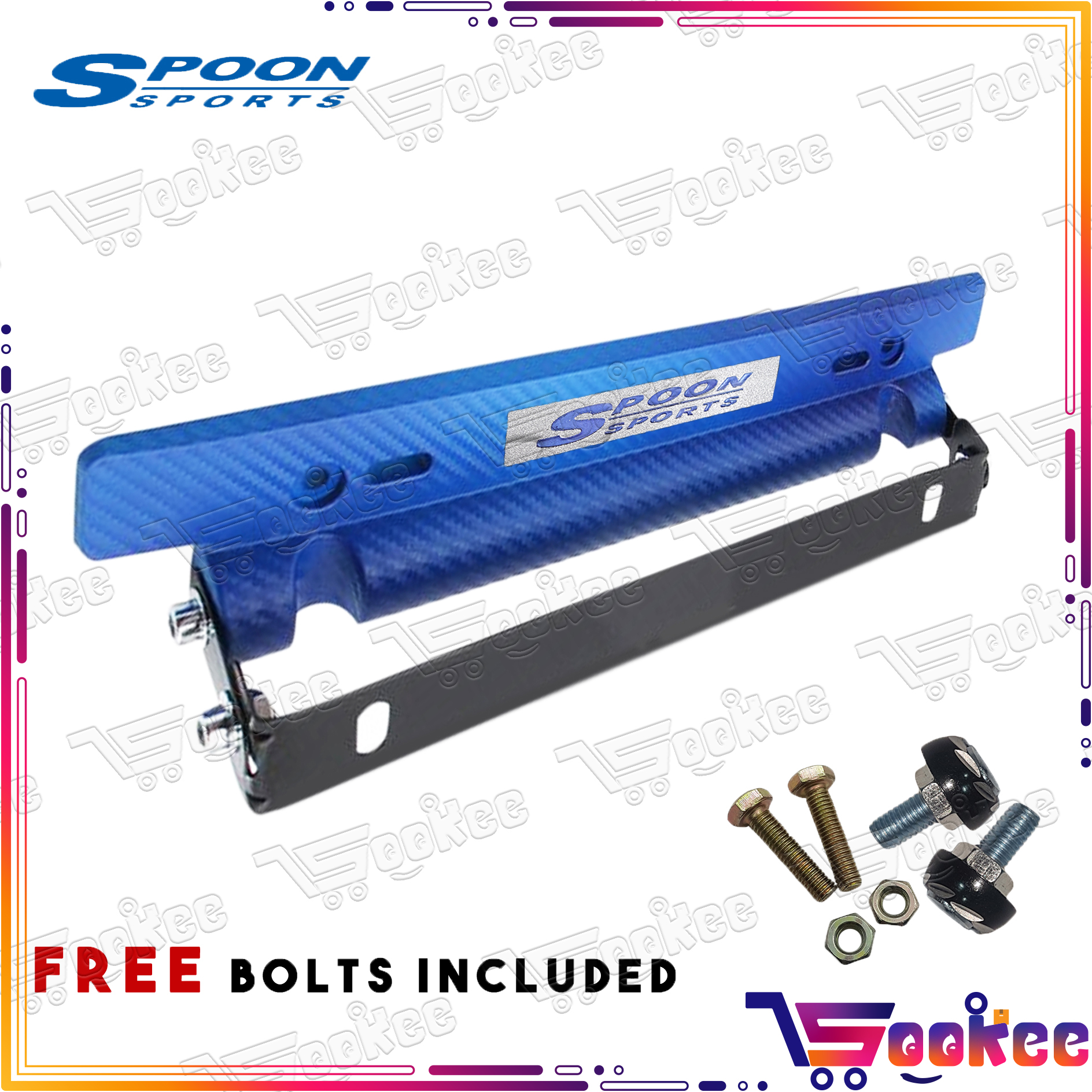 License Plate Holder - Matte - BLUE - w/ bolts // universal adjustable ...