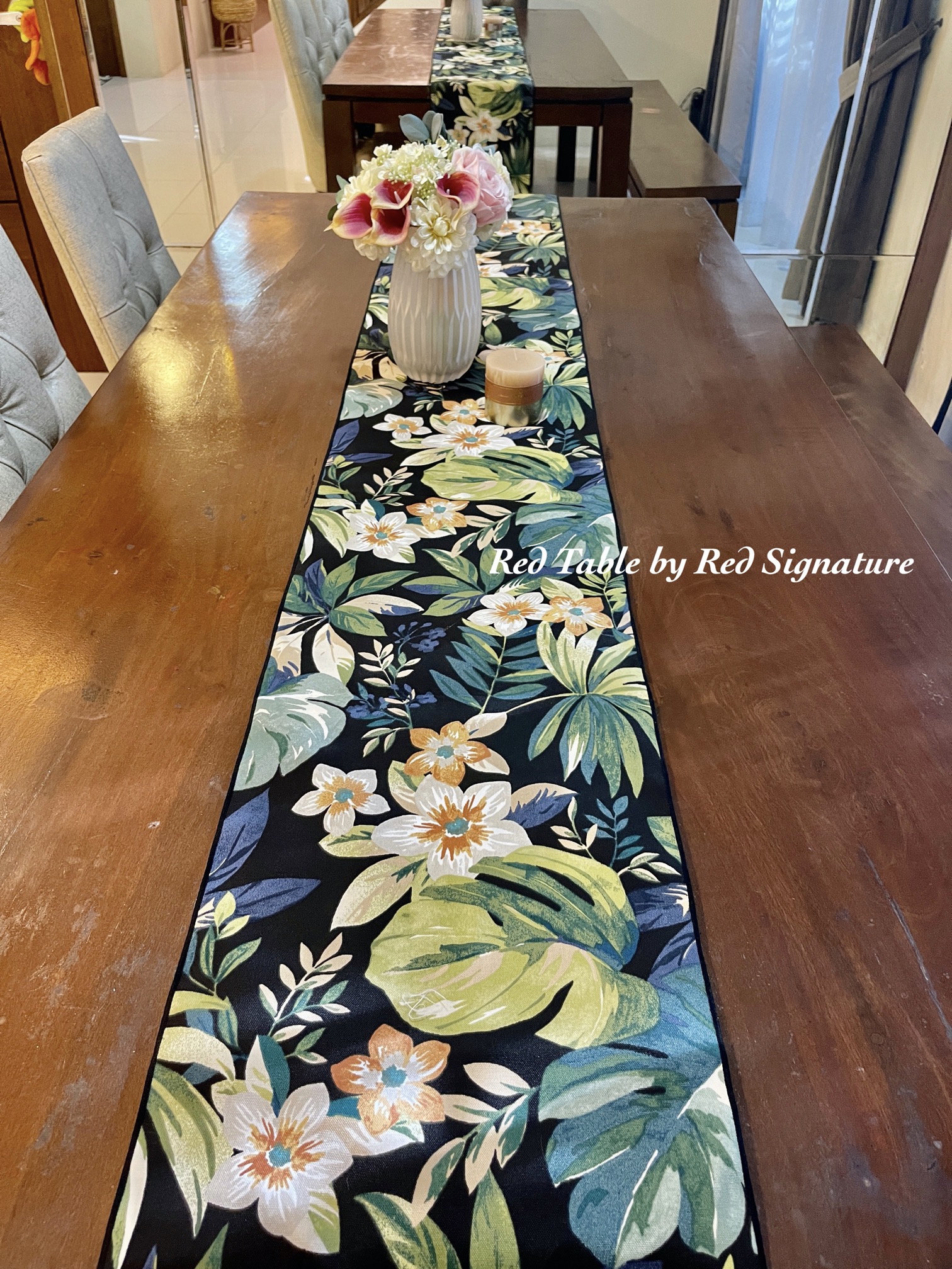 Reversible Table Runner for 8 seater, Back to back design Table Runner ...