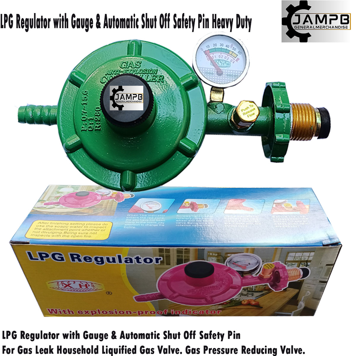 LPG Regulator with gauge and safety device anti explosion Push Button ...
