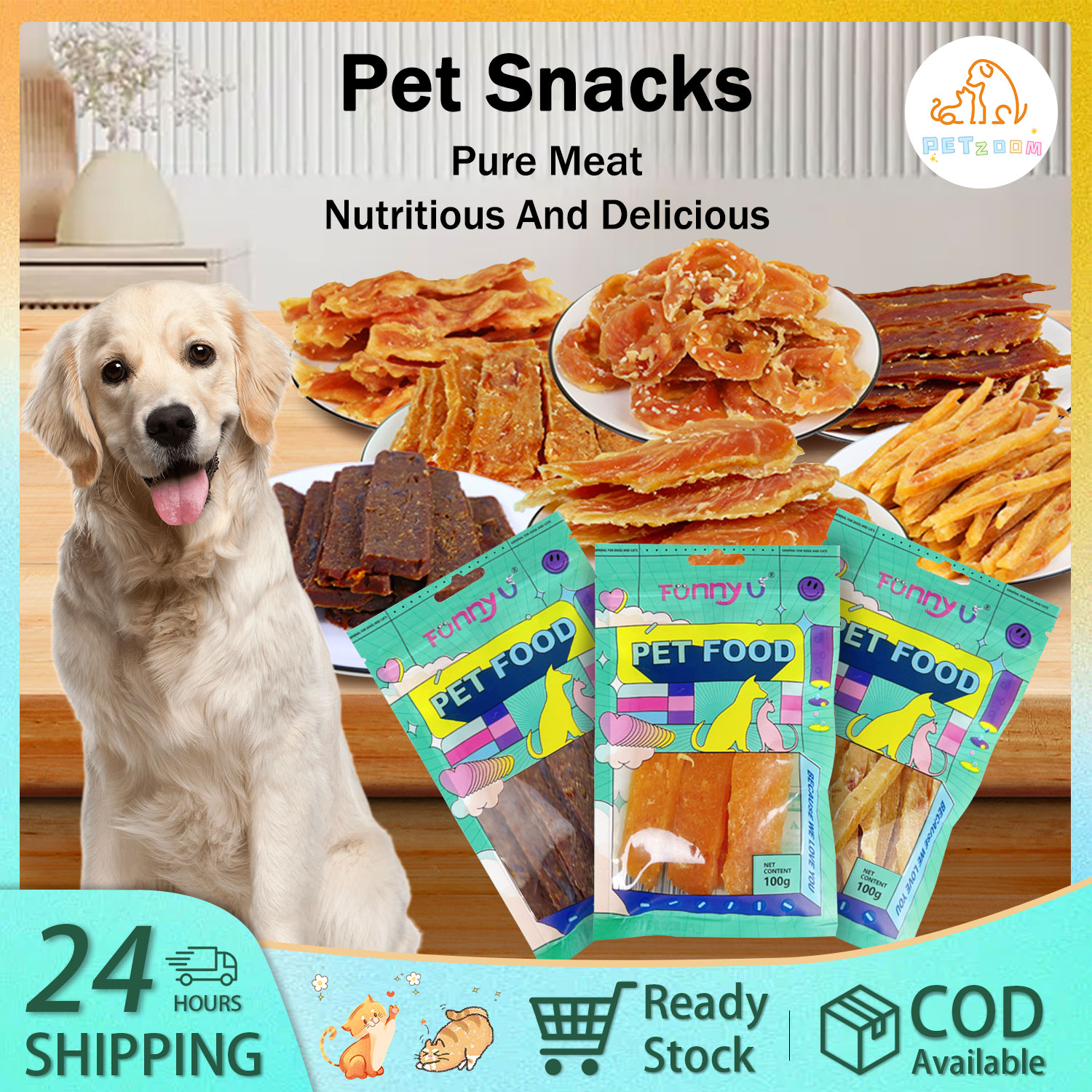 【PETZOOM】100g Pet Treats Dog Treats Beef Chicken Pet Food Dog Food Dog Snack | Lazada PH