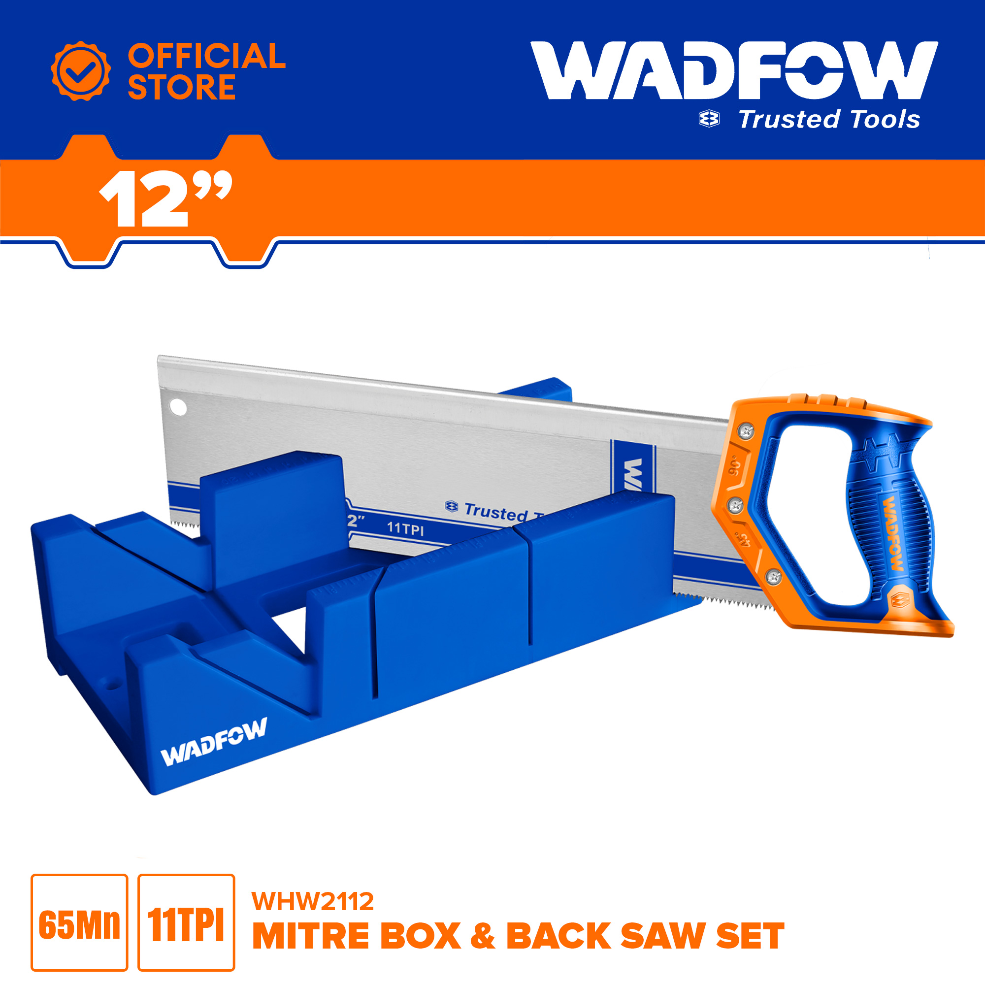 WADFOW Mitre Box and Back Saw Set 12 Inch 11TPI Wood Cutting Clamping ...