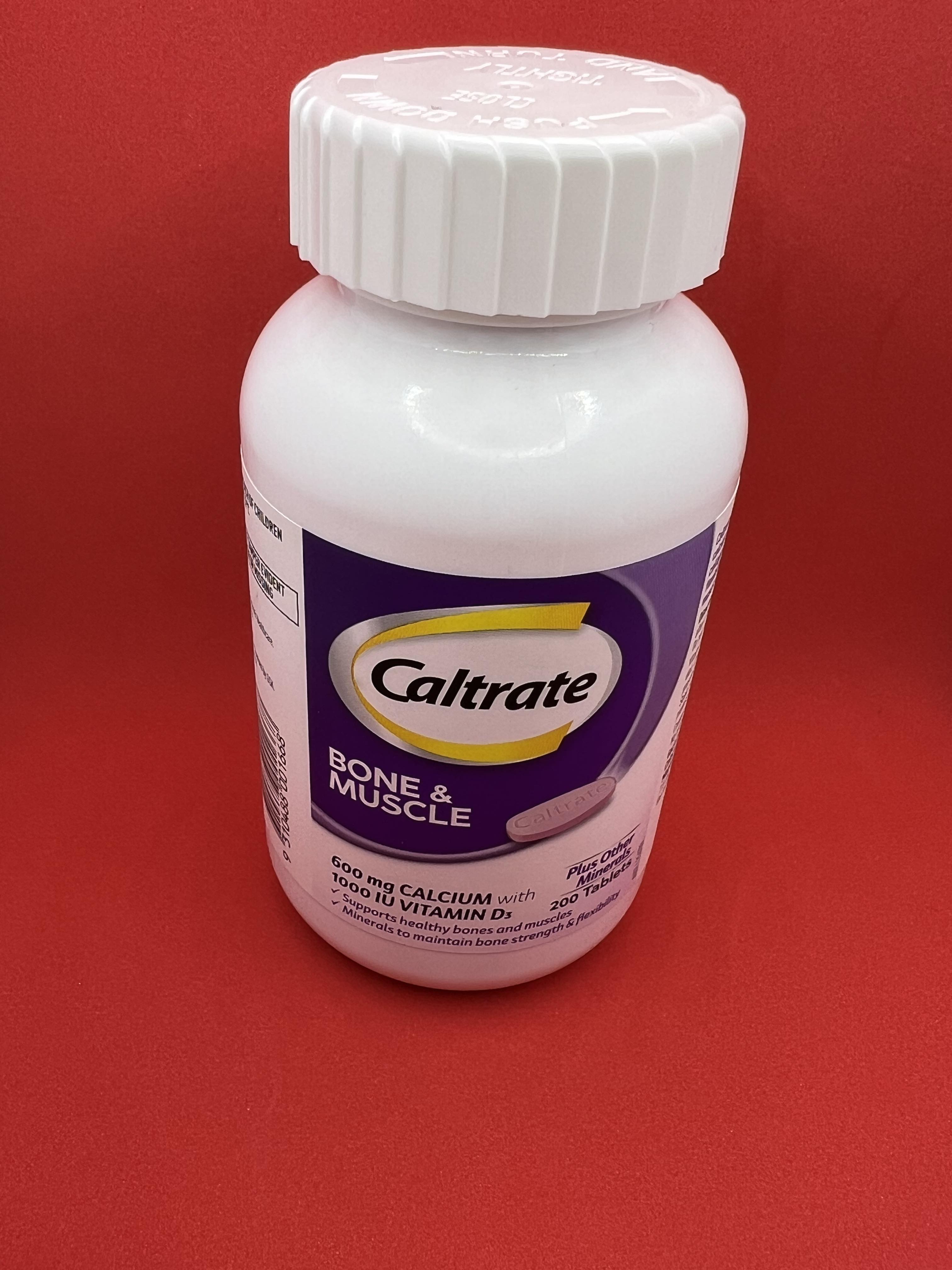 Caltrate Bone & Muscle 200 tablets 600mg Calcium with 1000 IU Vitamin ...