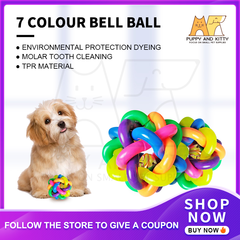 Pet Toy Dog Bell Ball Chewing Cat Bell BallDog Toys Pet Dog Cat Ball ...