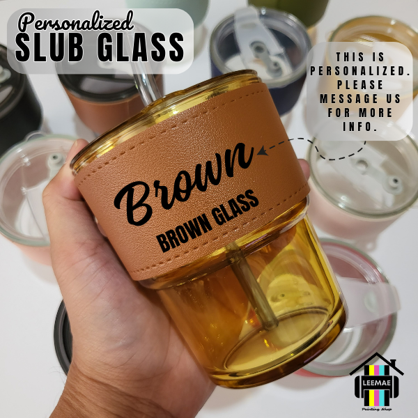 Slub Glass - Personalized - Transparent Cup with straw - WITH BOX ...