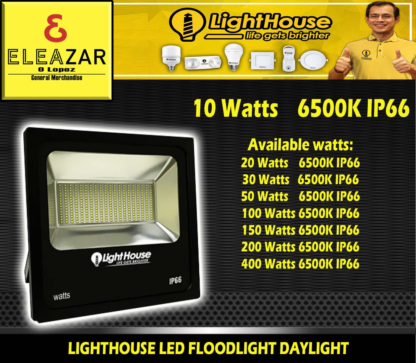 Lighthouse LED Floodlight Daylight 10 to 400 watts | Lazada PH