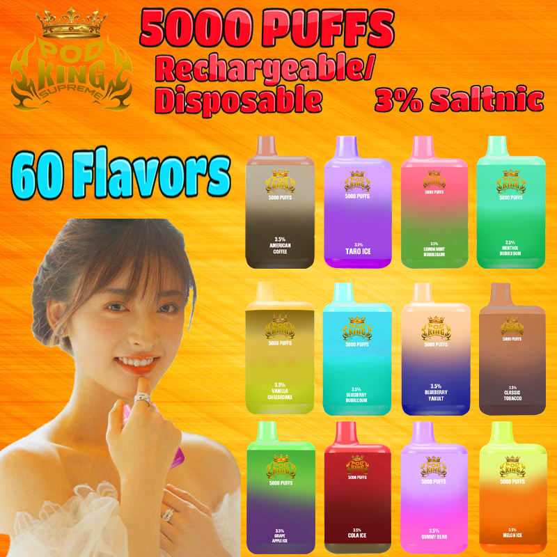 POD KING SUPREME Rechargeable Disposable PUFF PLUS 5000 Puffs ...