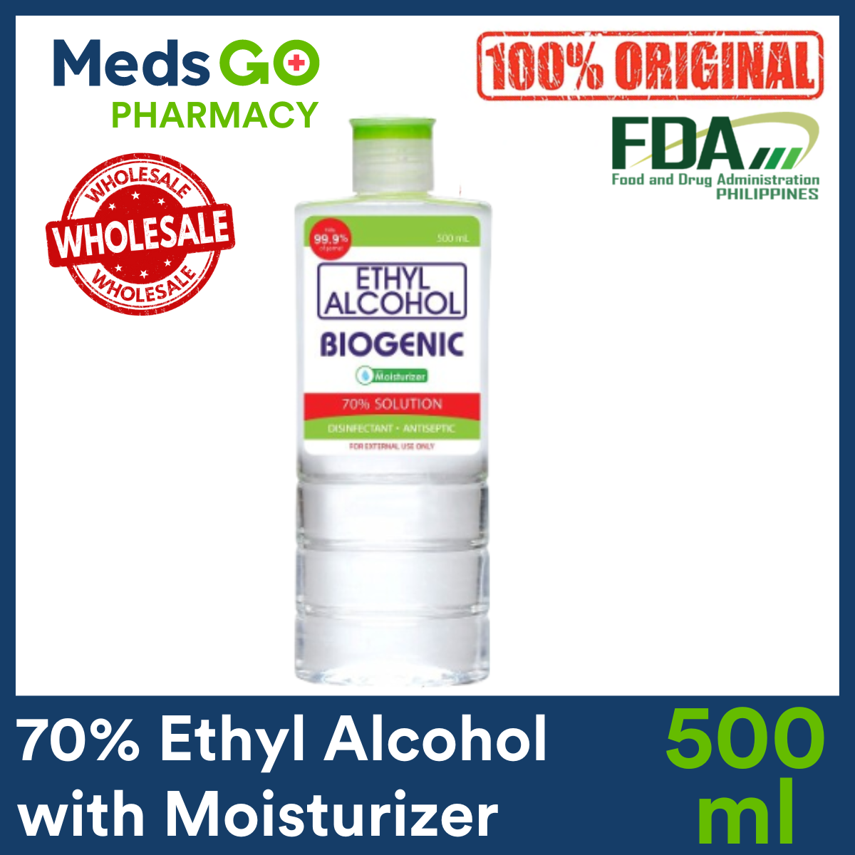 BIOGENIC Ethyl Alcohol MOISTURIZER 70% Solution 500ml - Disinfectant Antiseptic | Lazada PH