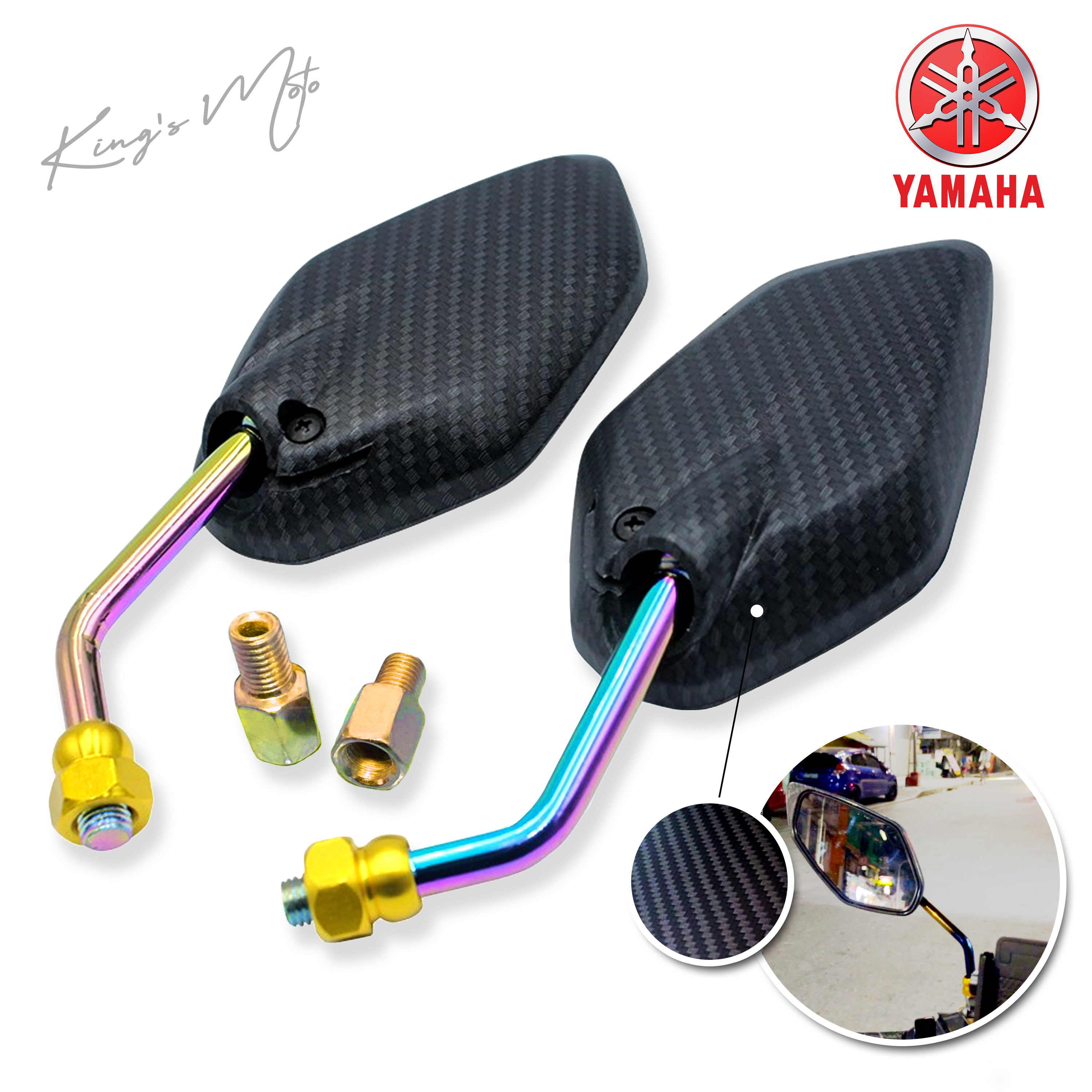 YAMAHA XSR | 2 TONE SIDEMIRROR FOR YAMAHA SMALL MIRROR / SHORT STEM ...