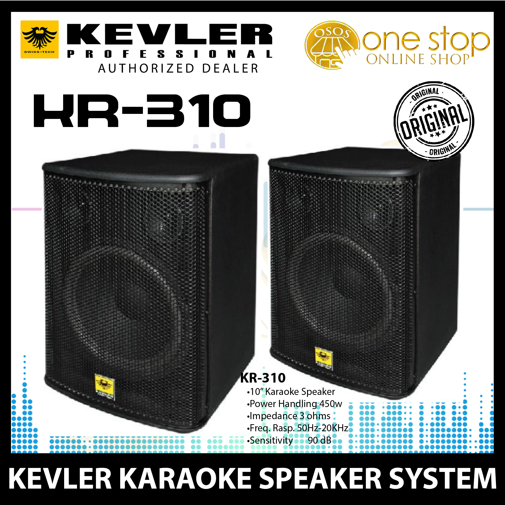 Kevler KR-310 2-Way 450W Speaker System 10" Pair with free 2 5m Speaker ...
