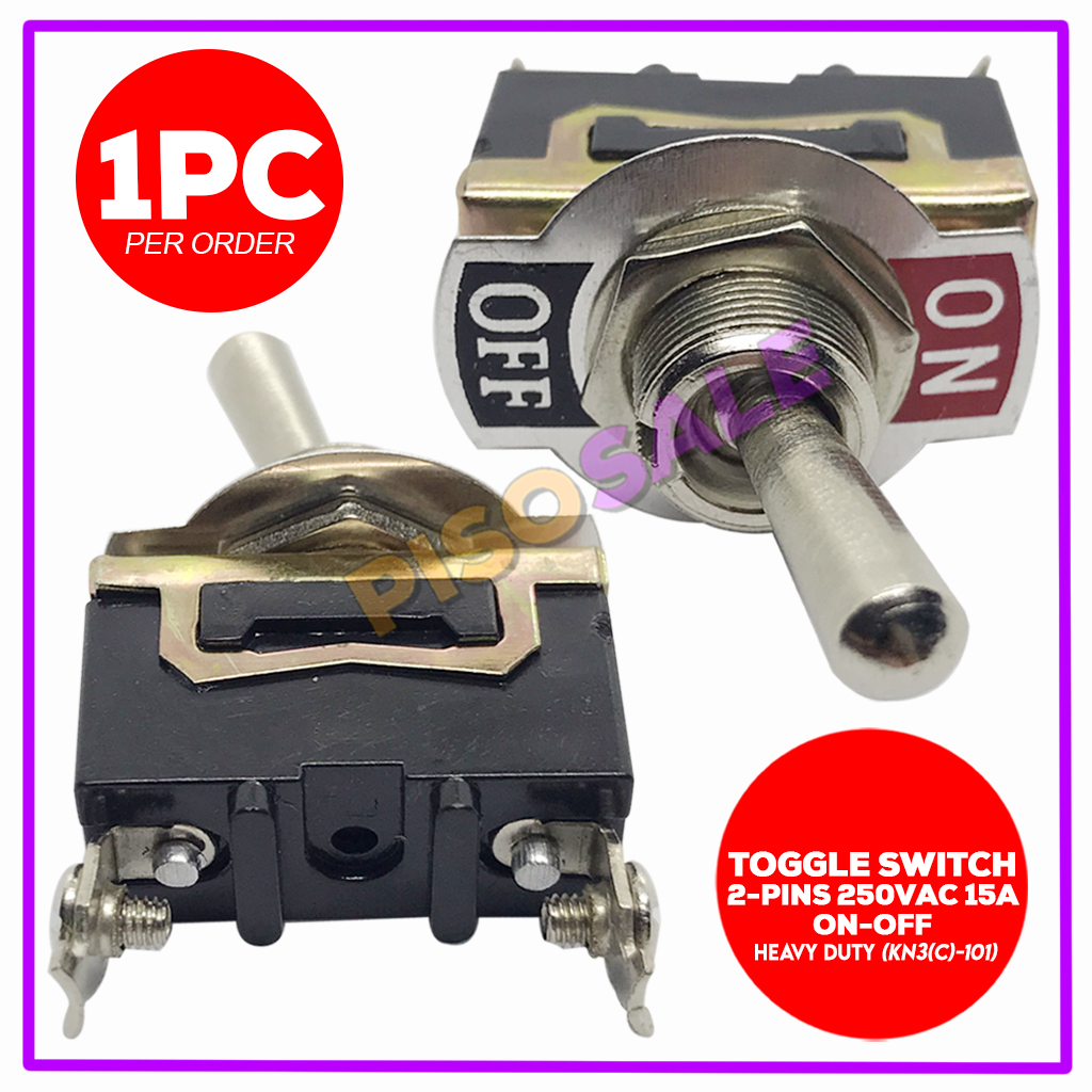 Black 2-Pins 15A 250VAC Toggle Switch ON-OFF KN3(C)-101 Heavy Duty ...