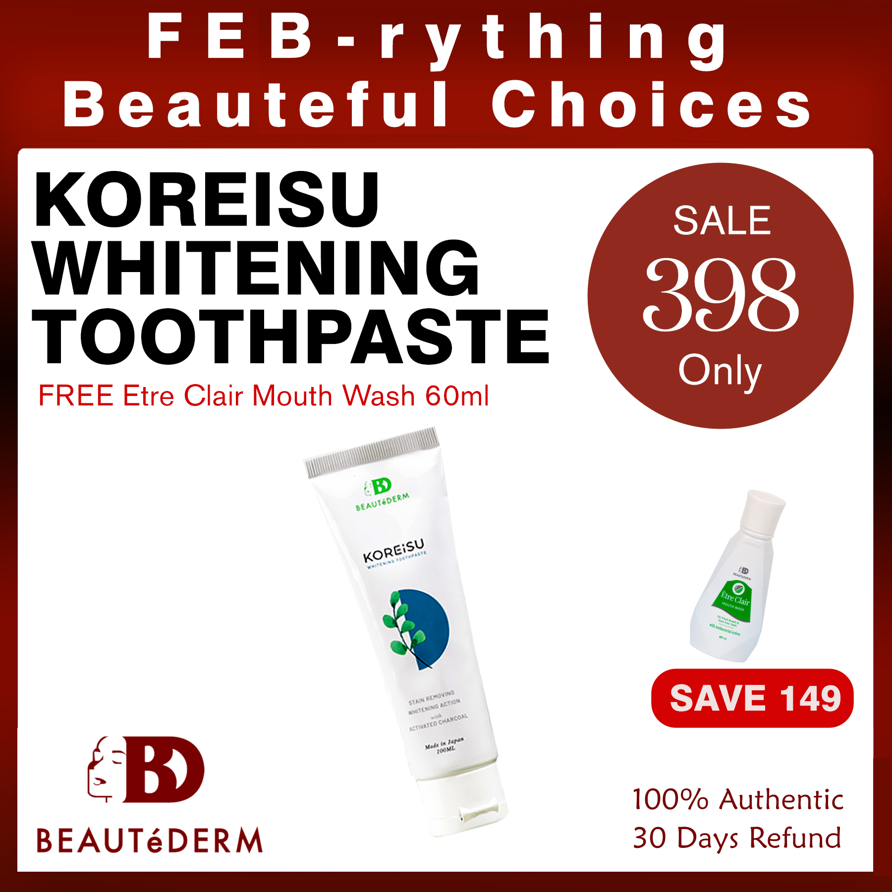 Beautederm Koreisu Famiyl Whitening Toothpaste Free Etre Clair Mouth ...